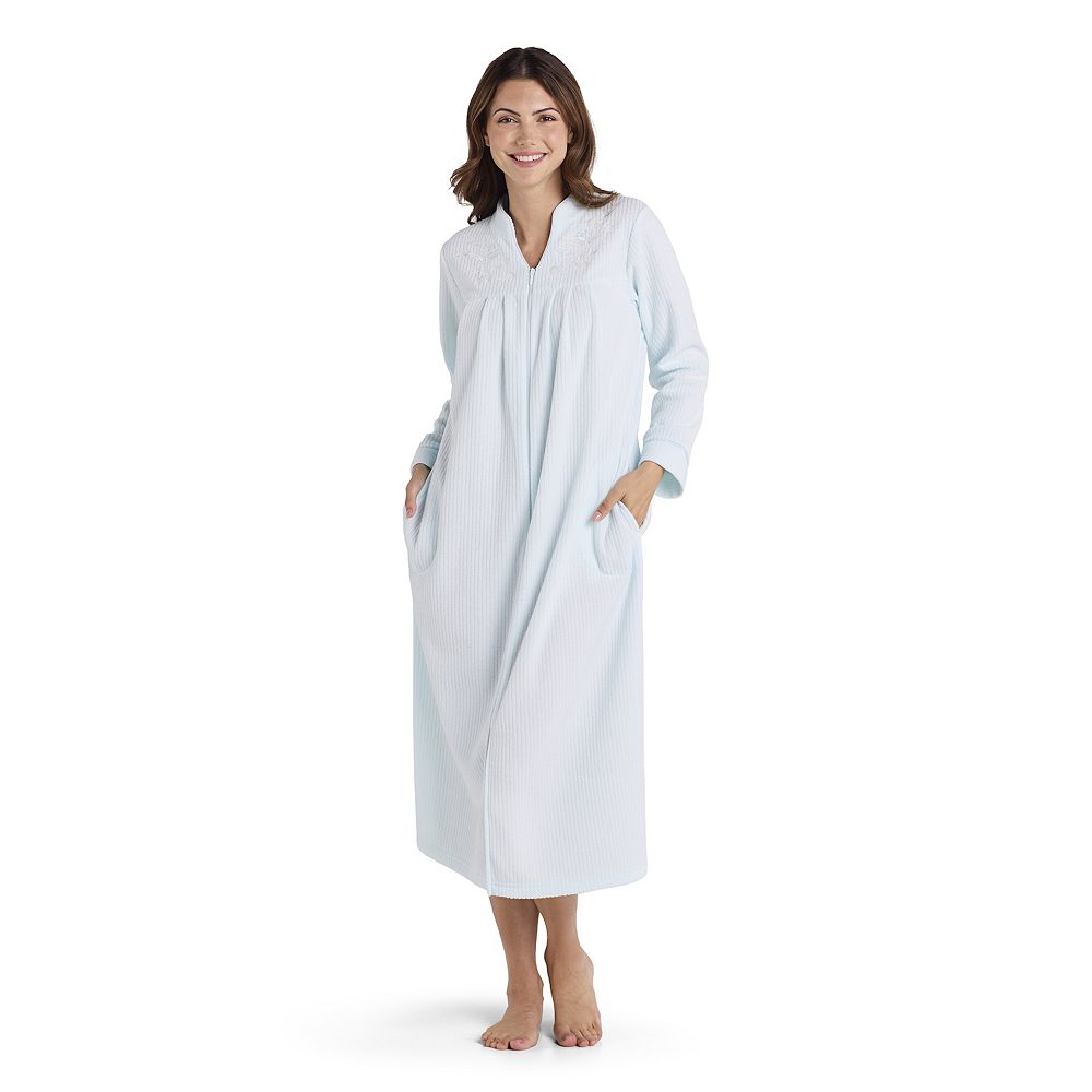 Women's Miss Elaine Essentials Brushed Back Terry Long Zip Robe
