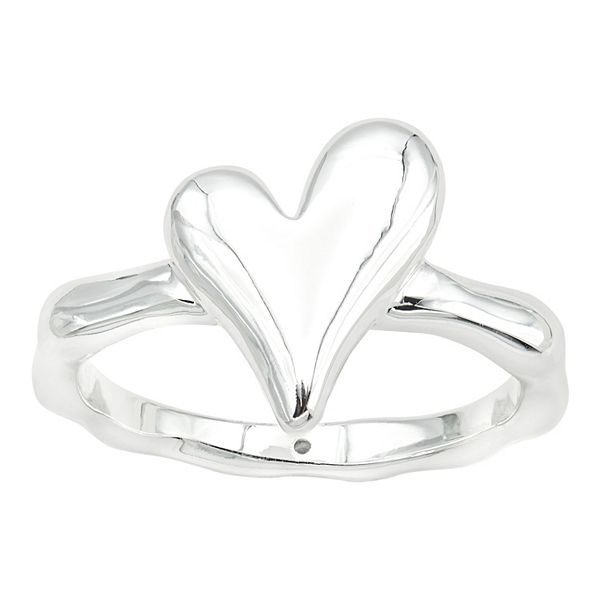 City Luxe Silver Tone Heart Ring