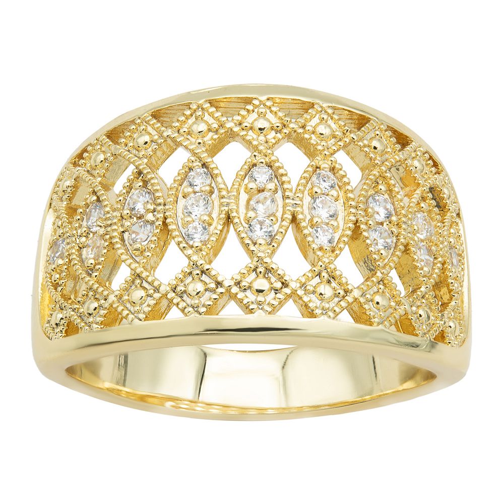 City Luxe Gold Tone Cubic Zirconia Pave Open Work Ring