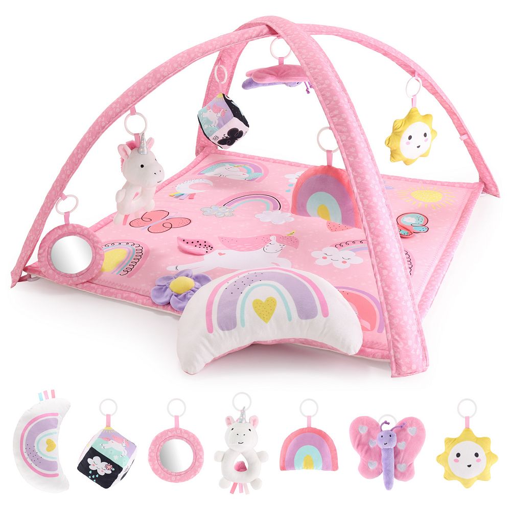 The Peanutshell 7 In 1 Baby Play Gym And Tummy Time Mat, Rainbow Paradise