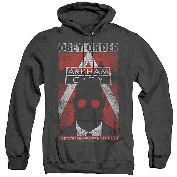 Batman Arkham City Obey Order Poster Adult Heather Hoodie