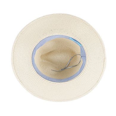 Women's Draper James Adjustable Fit Straw Fedora Hat with Floral Print Band