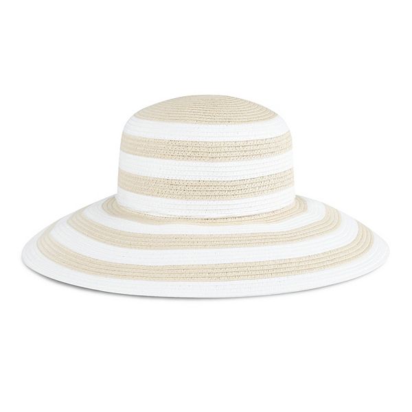 Women's Draper James Wide Brim Striped Straw Floppy Hat with Tassel Band