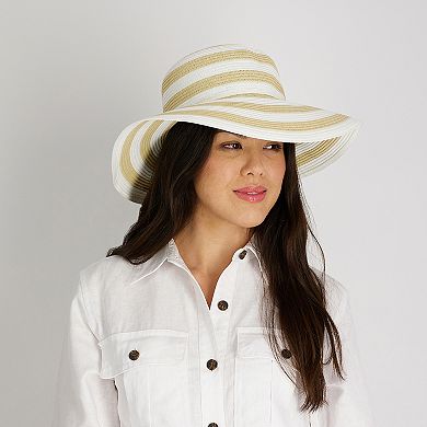 Women's Draper James Wide Brim Striped Straw Floppy Hat with Tassel Band