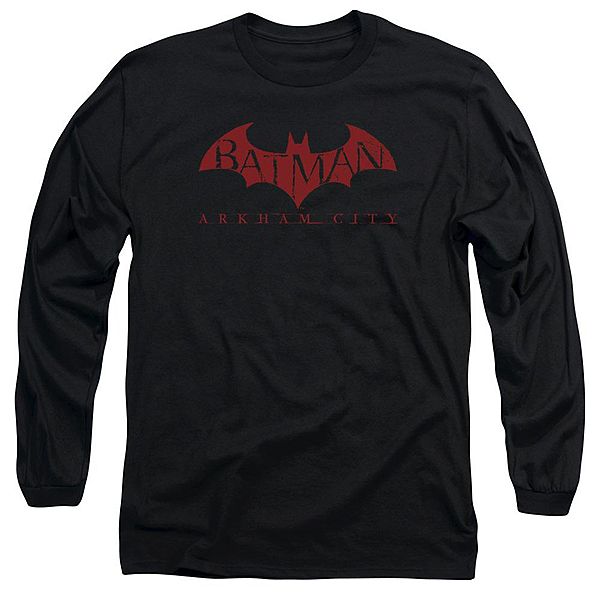 Batman Arkham City Red Bat Long Sleeve Adult T-shirt