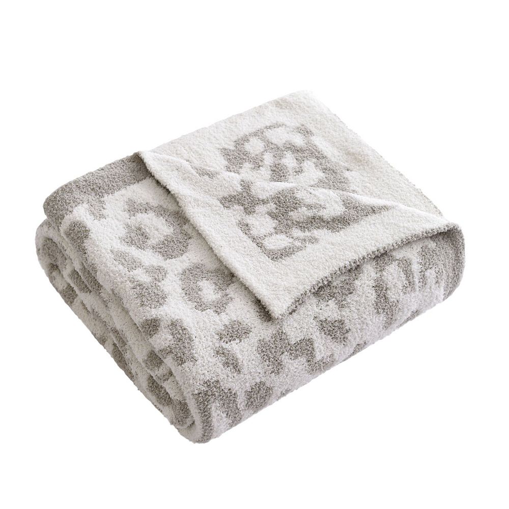 Dream Theory Jacquard Feather Knit Super Soft Throw Blanket