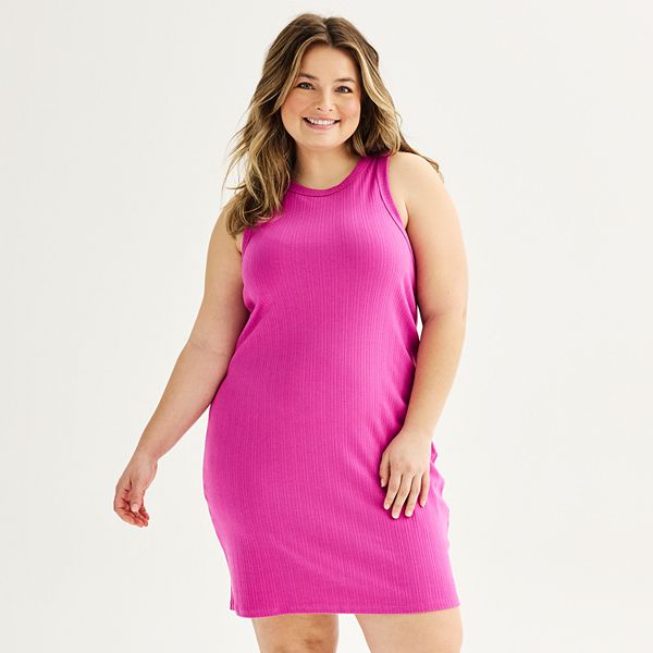 Juniors' Plus Size SO® High Neck Rib Tank Dress