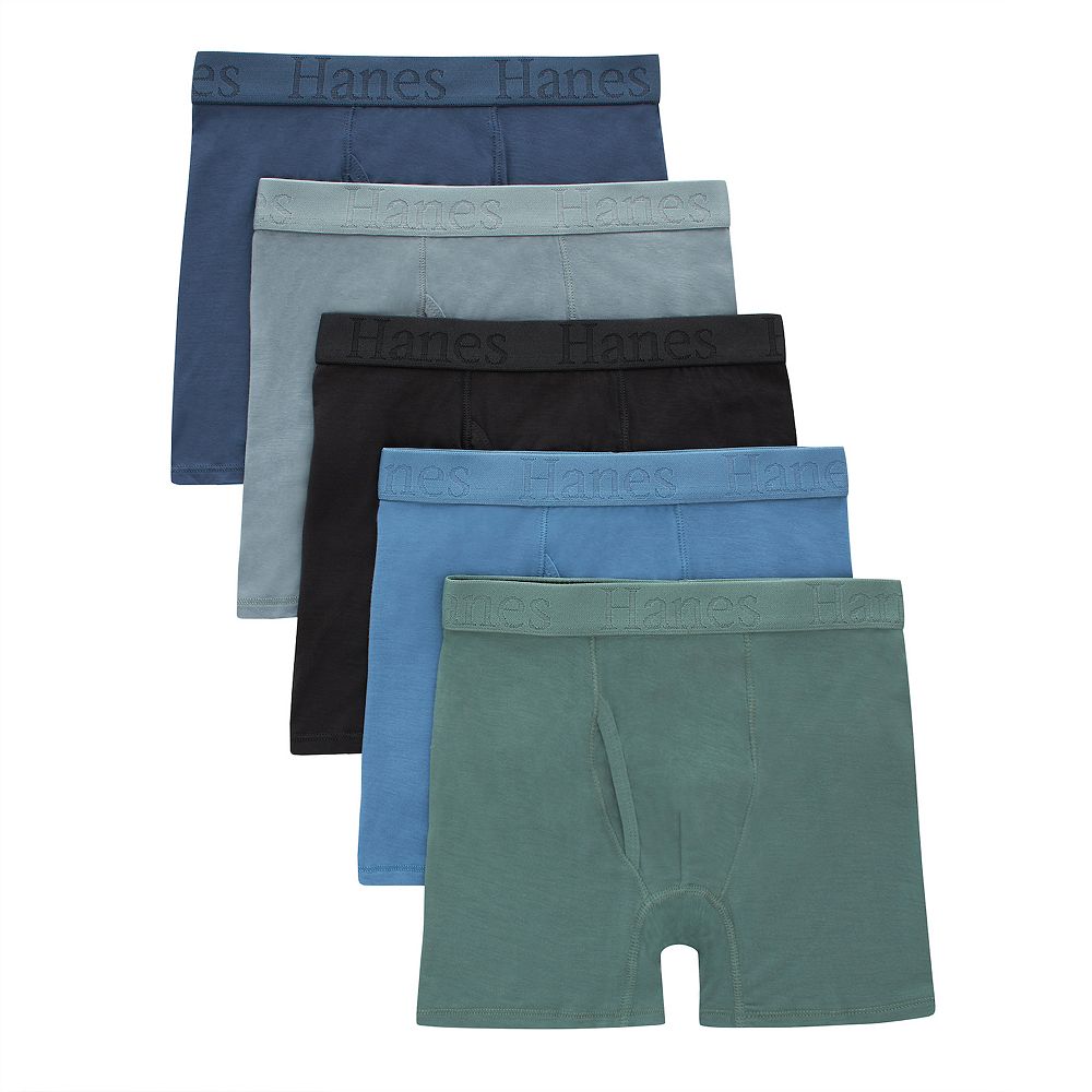 Boys Hanes® 5 Pack Originals Ultimate SuperSoft Boxer Briefs Underwear