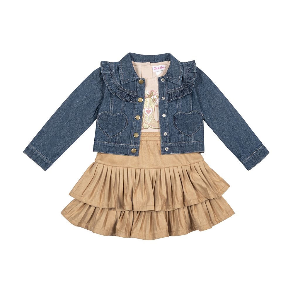 Toddler Girl Little Lass Cowboy Boot Graphic Dress & Jean Jacket Set
