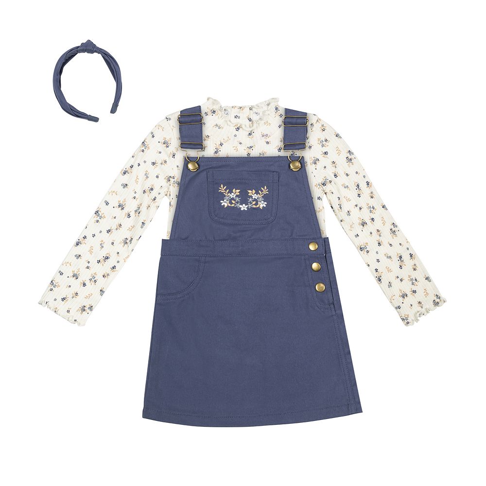 Toddler Girl Little Lass Floral Long Sleeve Tee, Jumper, & Headband Set