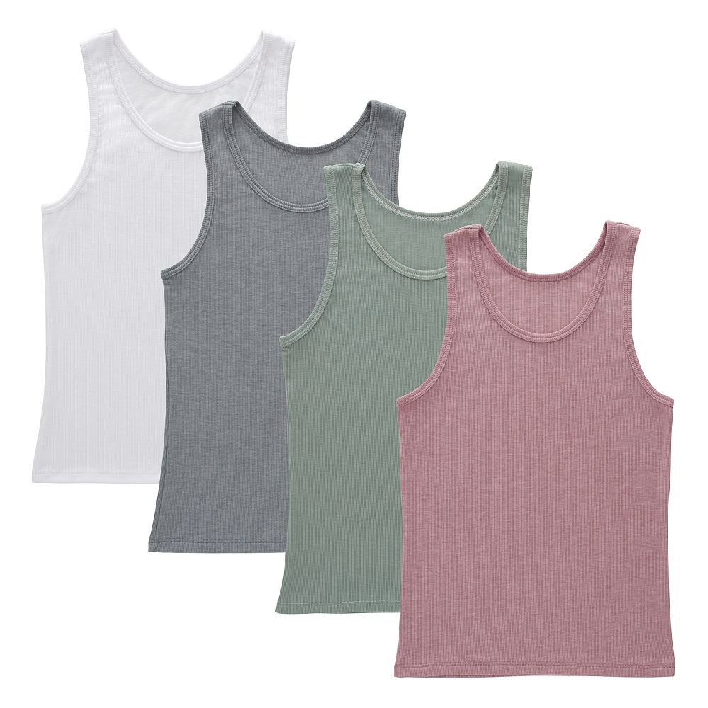 Girls Hanes® 4 Pack Originals Ultimate SuperSoft Tank
