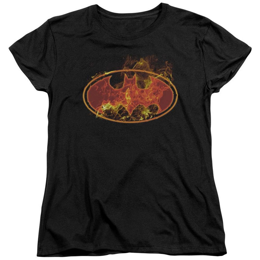 Batman Flames Logo Short Sleeve Womens T-shirt