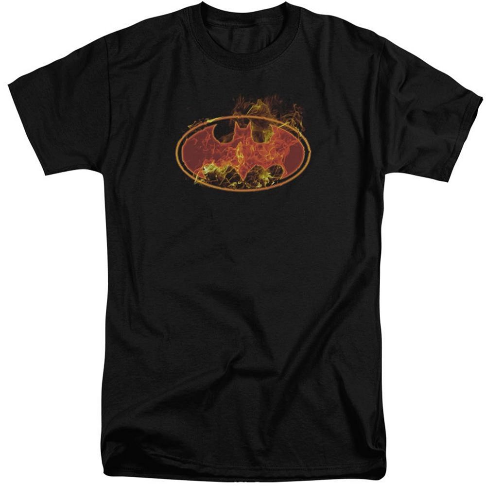 Batman Flames Logo Short Sleeve Adult Tall T-shirt