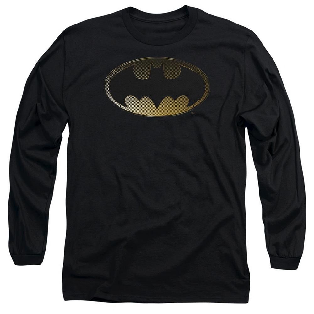 Batman Halftone Bat Long Sleeve Adult T-shirt