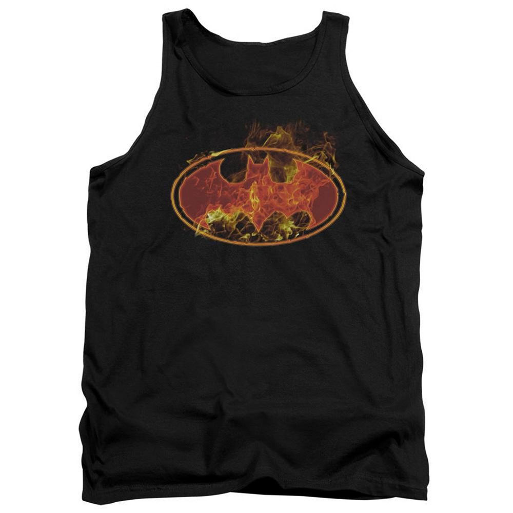 Batman Flames Logo Adult Tank Top