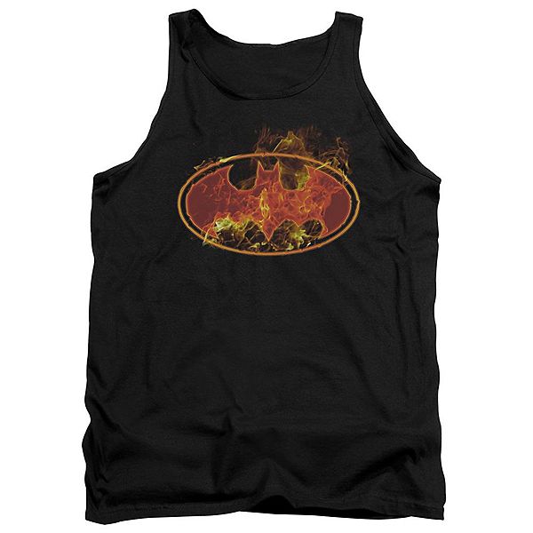 Batman Flames Logo Adult Tank Top
