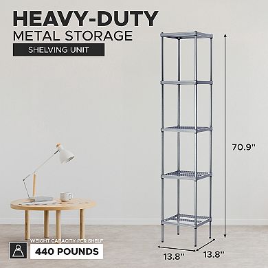 Design Ideas Meshworks 5 Tier Tower Metal Storage Shelving Unit Rack ...