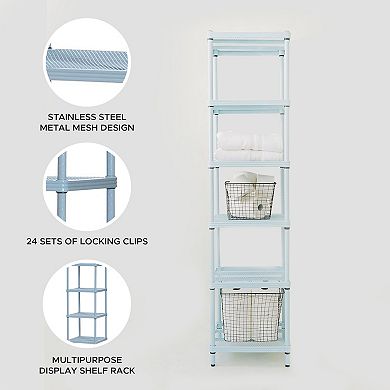 Design Ideas Meshworks 6 Tier Tower Metal Storage Shelving Unit Rack ...