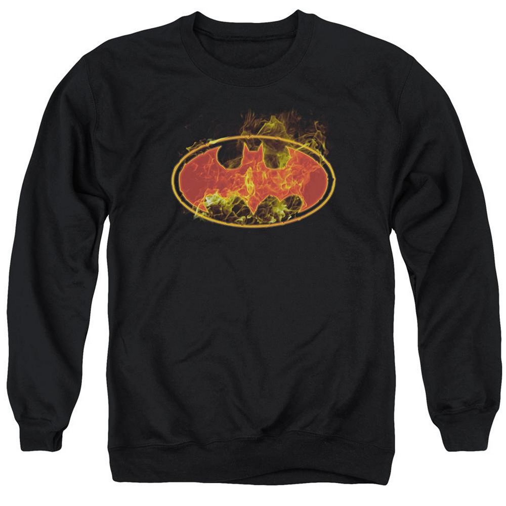 Batman Flames Logo Adult Crewneck Sweatshirt