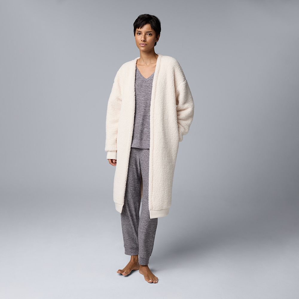Women's Simply Vera Vera Wang Sherpa Faux Fur Open-Front Long Cardigan