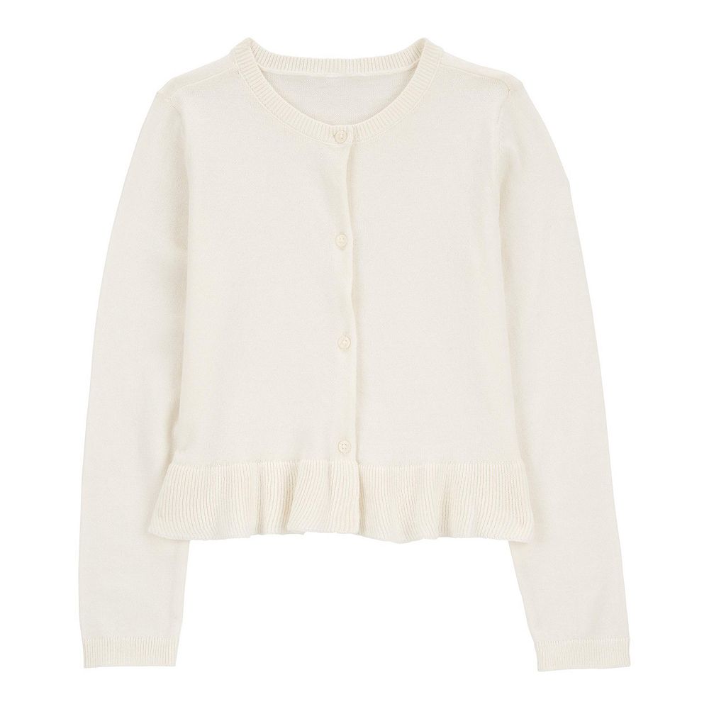Girls 4-14 Carter's White Button-Up Peplum Hem Cardigan
