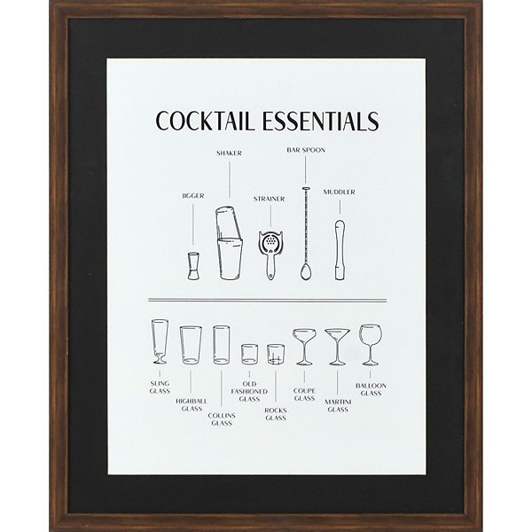 Cocktail Essentials Framed Art Wall Decor