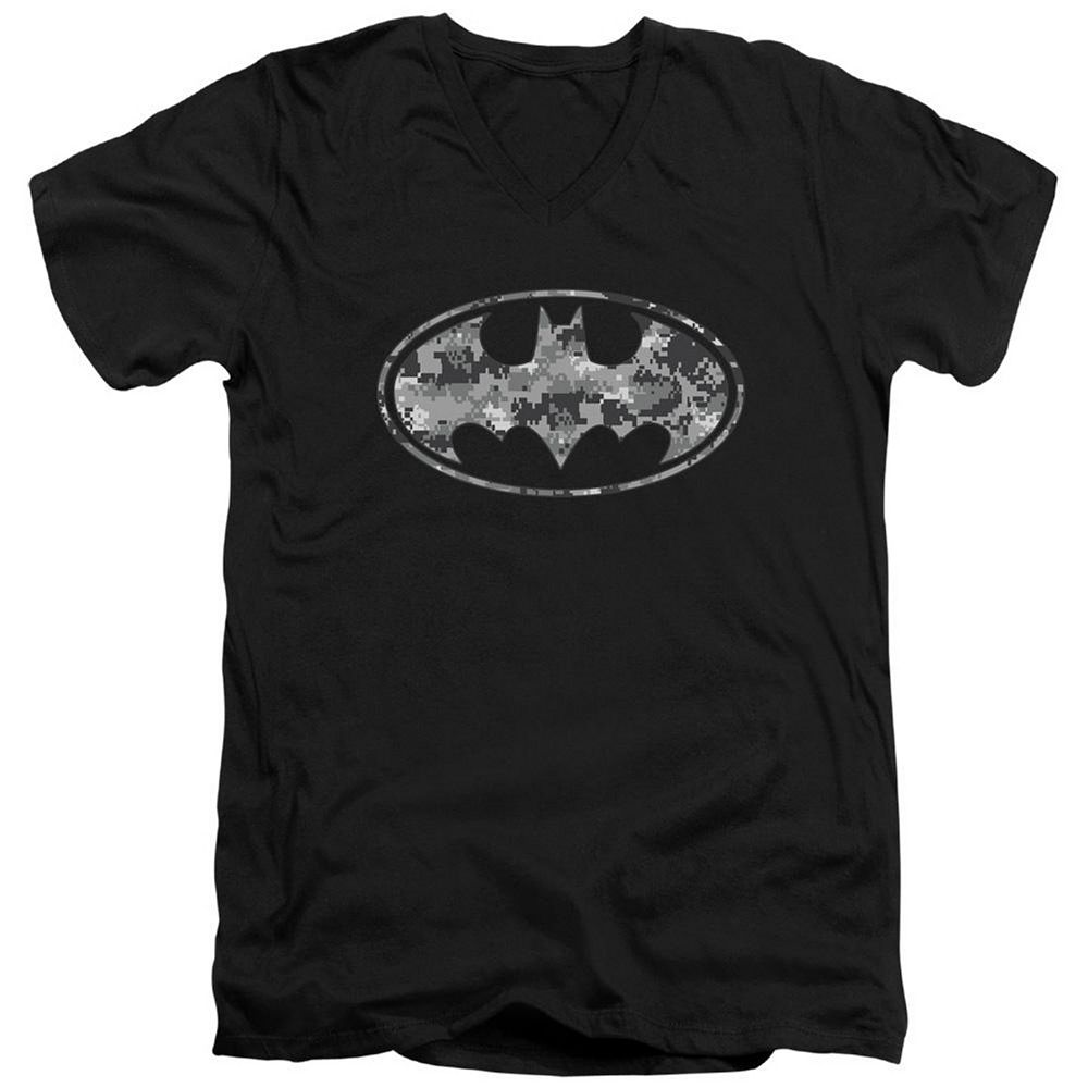 Batman Urban Camo Shield Short Sleeve Adult V Neck T-shirt