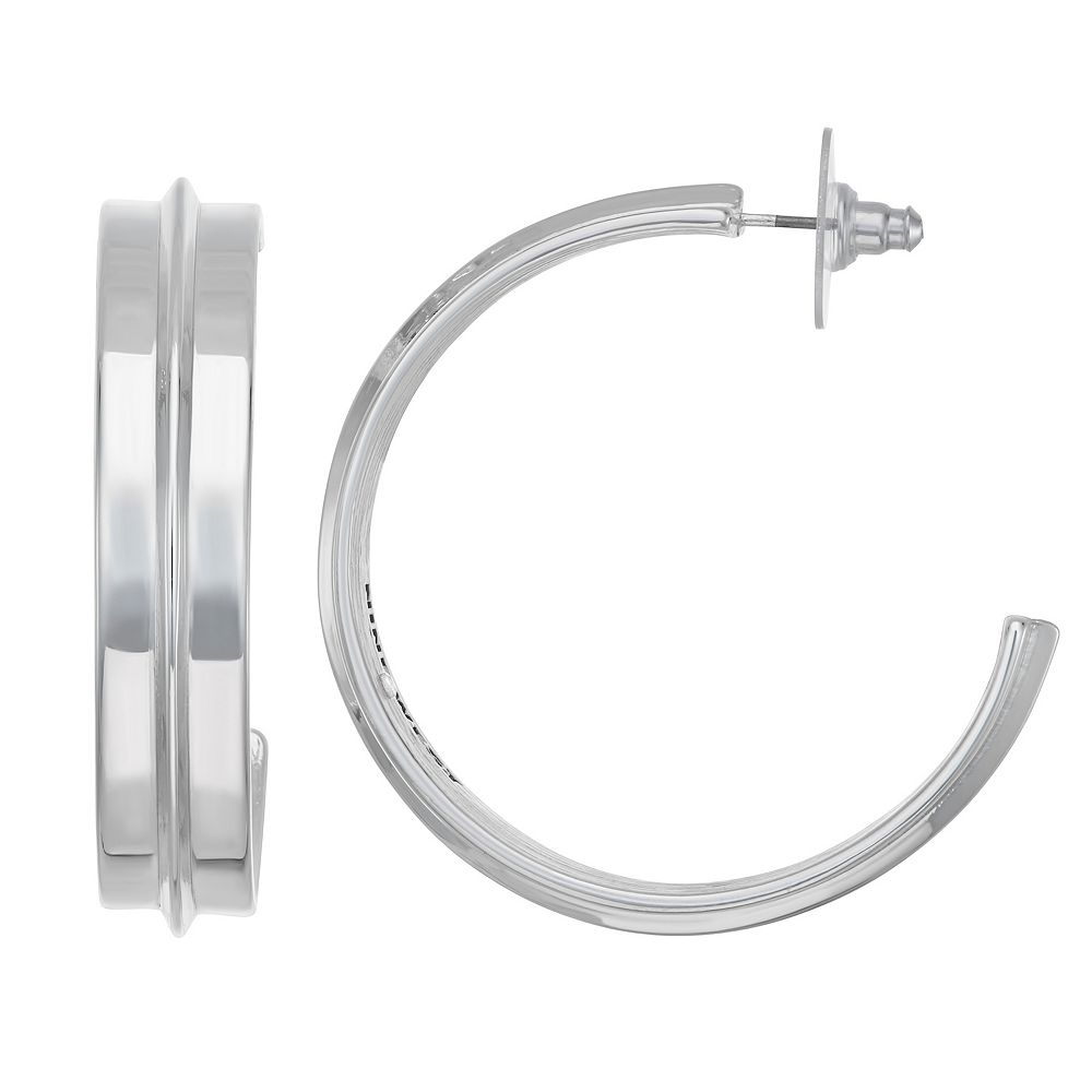 Nine West Silver Tone Layered Hoop Earrings