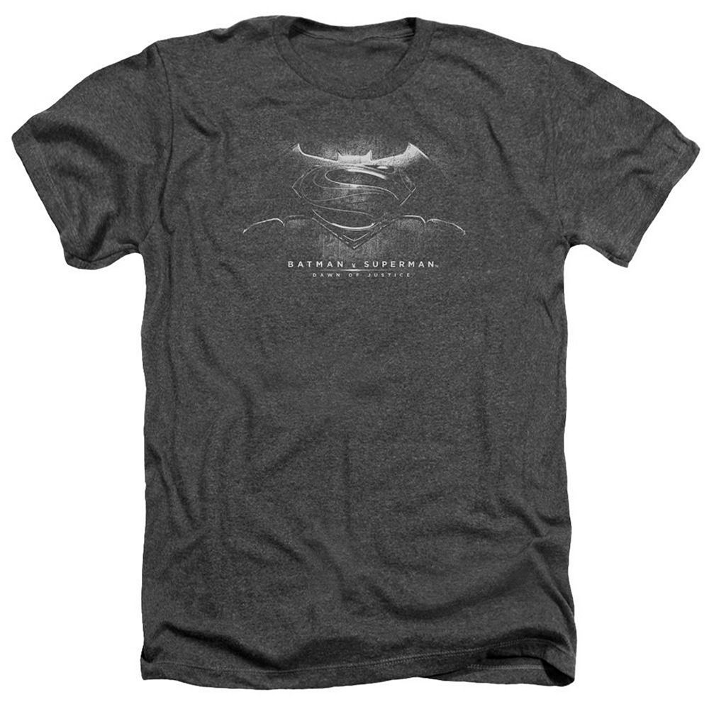 Batman V Superman Bw Logo Adult Heather T-shirt