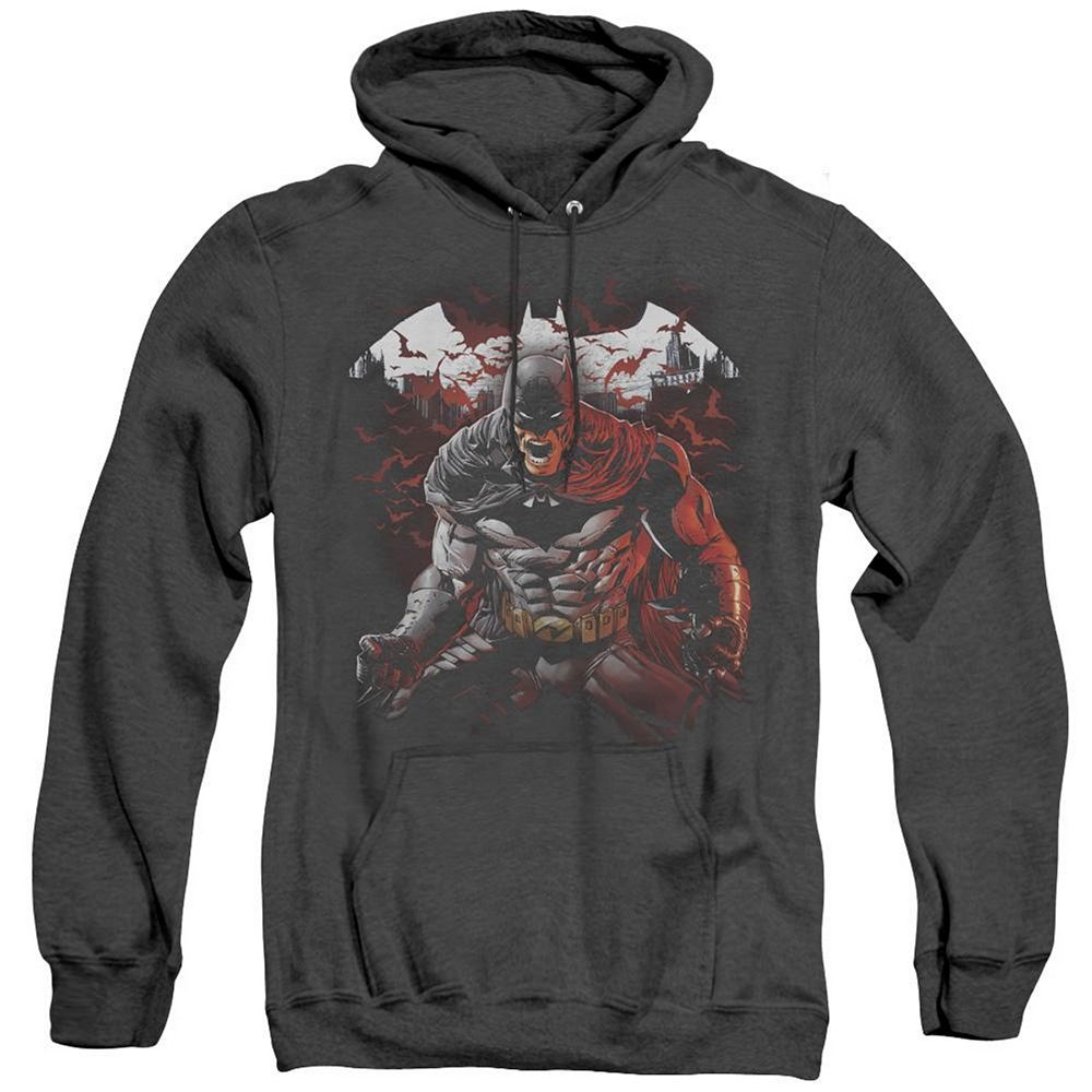 Batman Raging Bat Adult Heather Hoodie