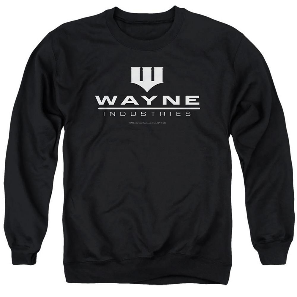 Batman Wayne Logo On Black Adult Crewneck Sweatshirt