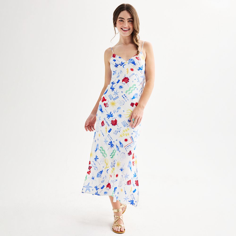 Juniors' SO® Ocean Print Maxi Slip Dress