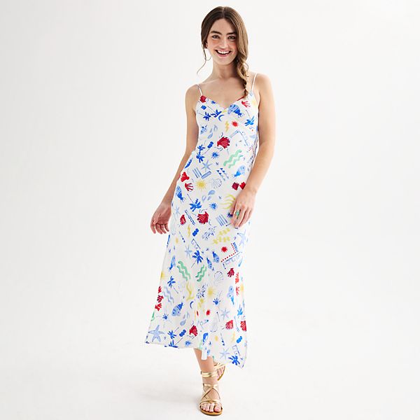 Juniors' SO® Ocean Print Maxi Slip Dress