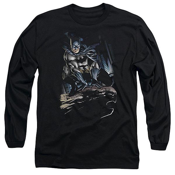 Batman Perched Long Sleeve Adult T-shirt