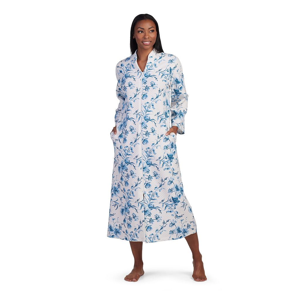 Women's Miss Elaine Essentials Zip Front Long Sleeve Long Robe