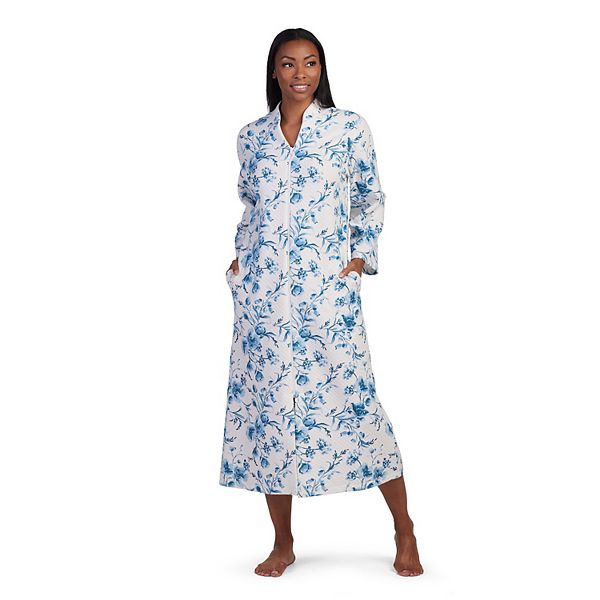 Women's Miss Elaine Essentials Zip Front Long Sleeve Long Robe