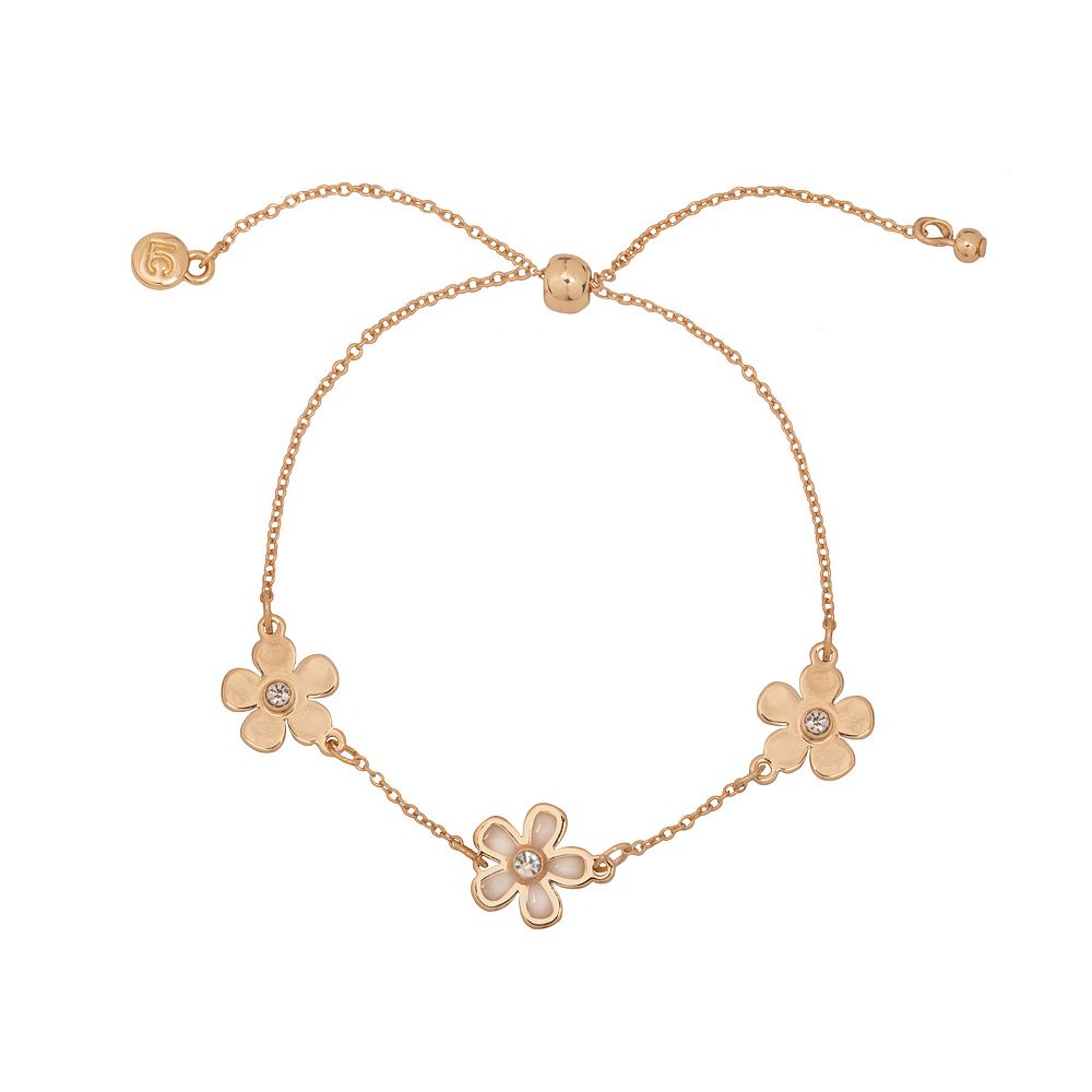 LC Lauren Conrad Gold Tone Floral Pull-Tie Bracelet