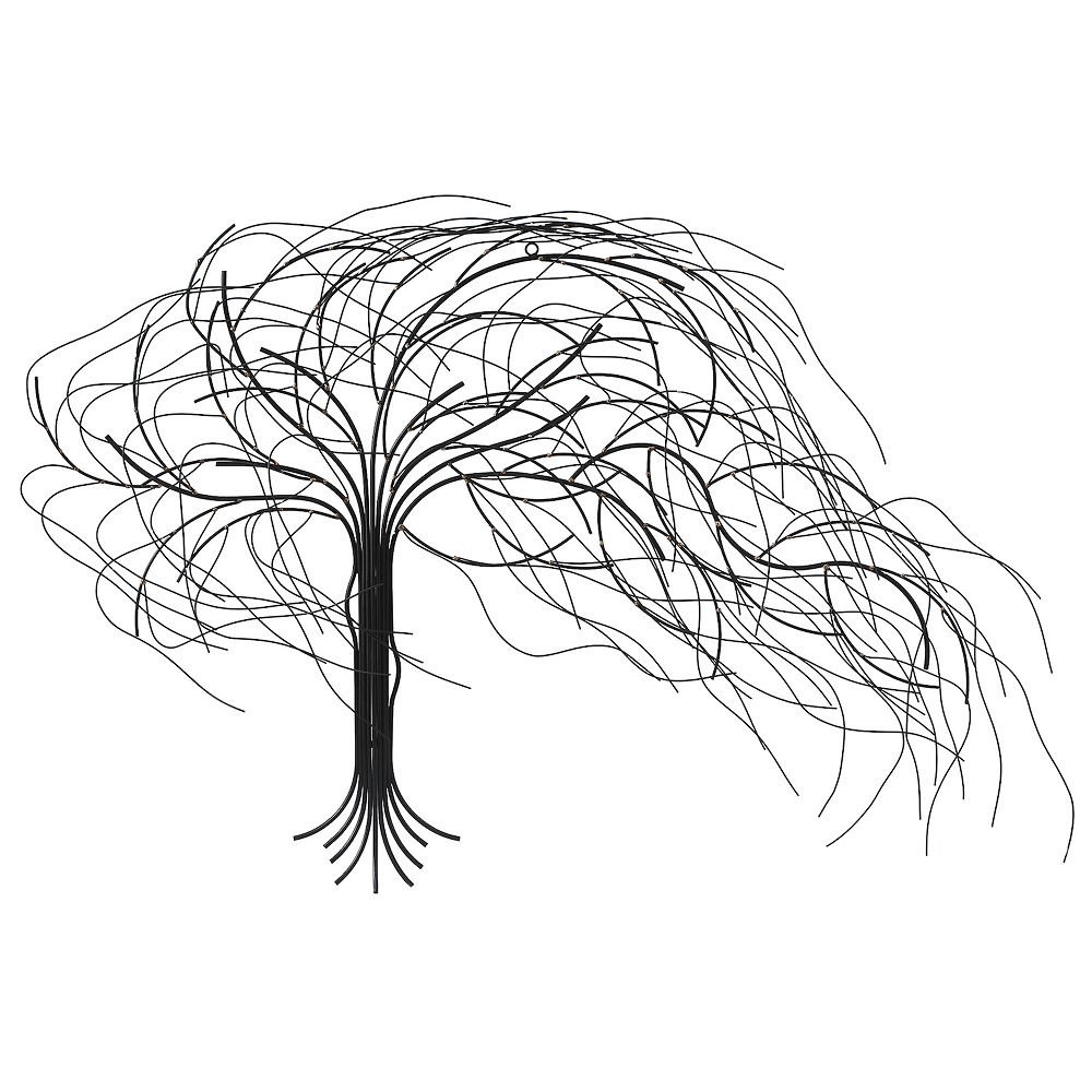 LuxenHome Black Metal Windy Tree Wall Decor