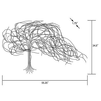 LuxenHome Black Metal Windy Tree Wall Decor
