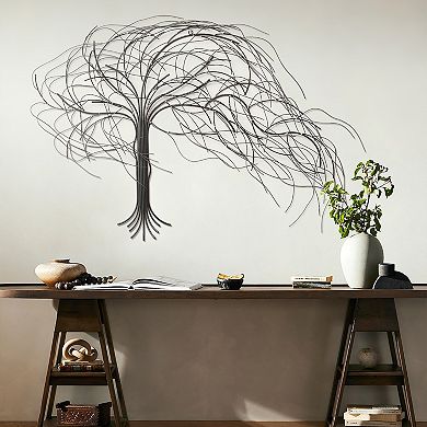 LuxenHome Black Metal Windy Tree Wall Decor