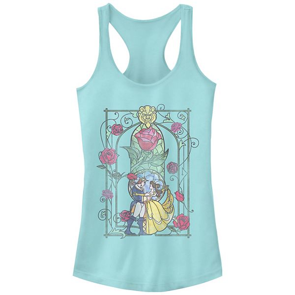 Juniors' Beauty And The Beast Stained Glass Racerback Graphic Tank Top