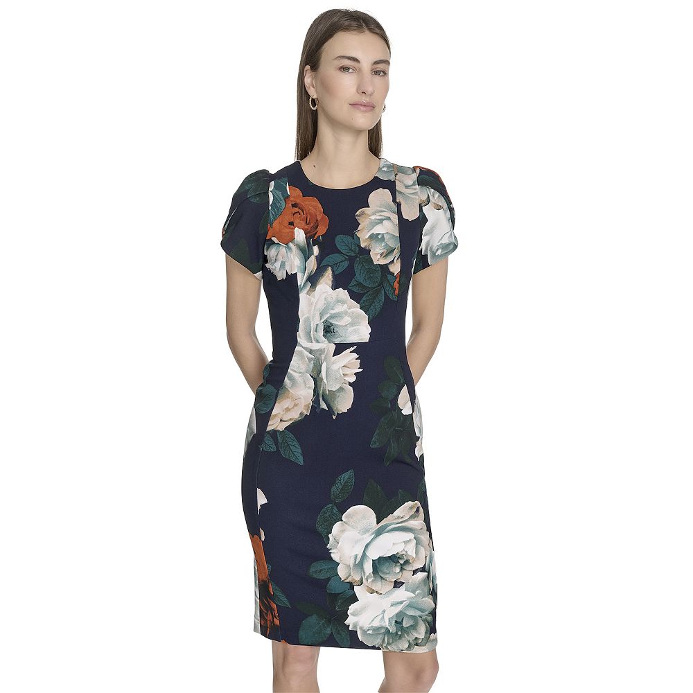 Women's Andrew Marc Short Tulip Sleeve Mini Sheath Dress