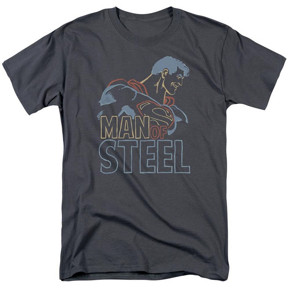 Superman Colored Lines Short Sleeve Adult T-shirt