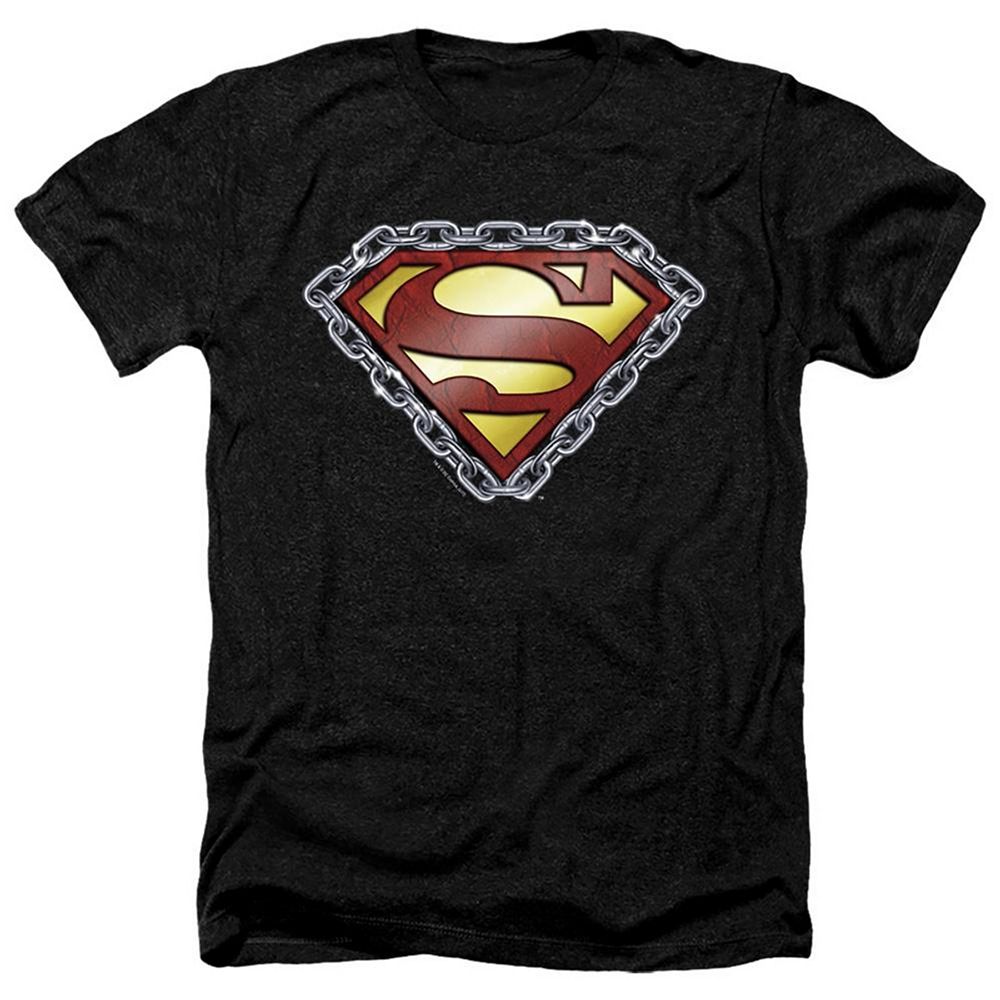 Superman Chained Shield Adult Heather T-shirt