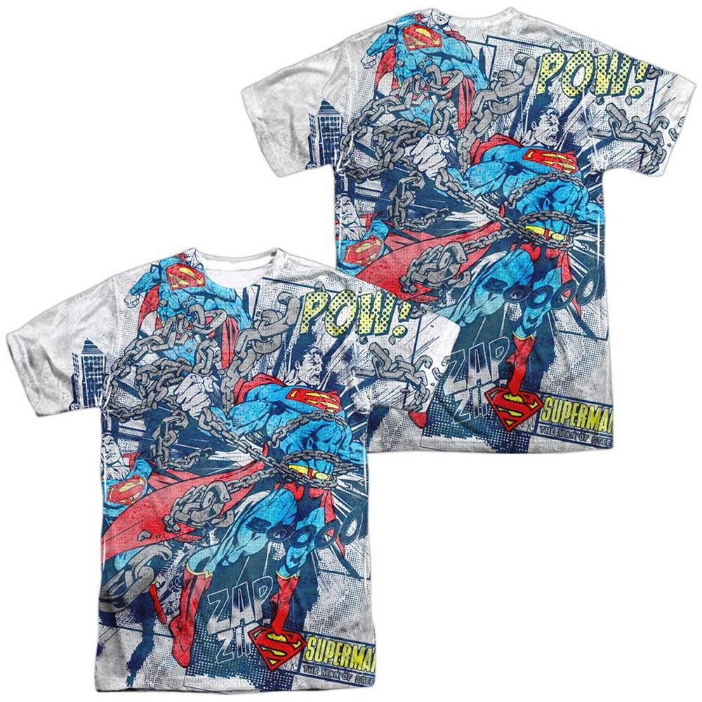 Superman Break Free Short Sleeve Adult 100% Poly Crew T-shirt