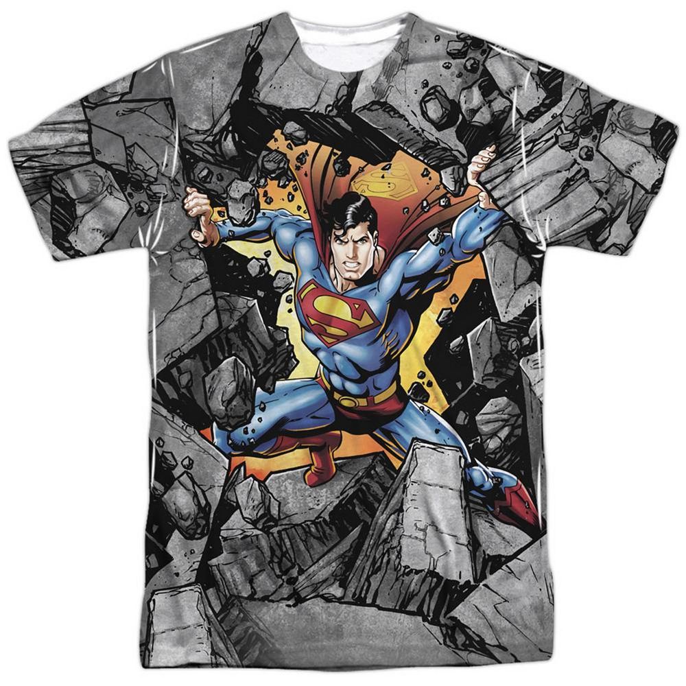 Superman Break On Through Short Sleeve Adult 100% Poly Crew T-shirt
