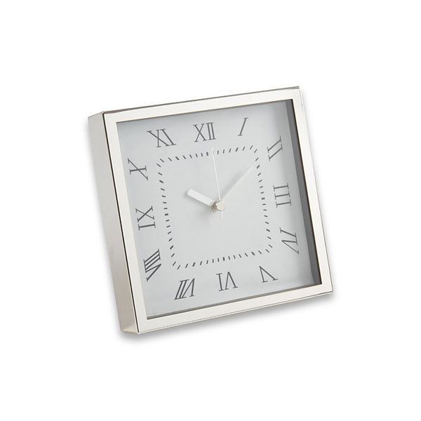Bey-Berk Serpa Silver Plated Modern Design Desk Clock