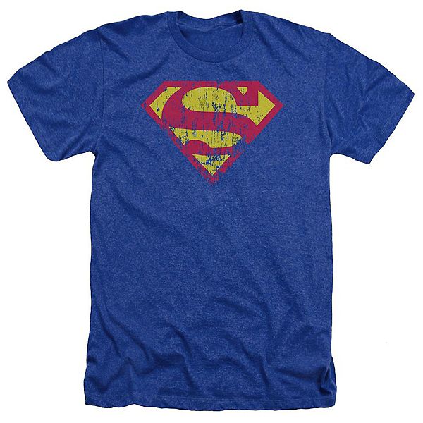 Superman Classic Logo Distressed Adult Heather T-shirt