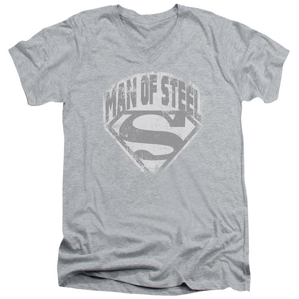 Superman Man Of Steel Shield Short Sleeve Adult V Neck T-shirt