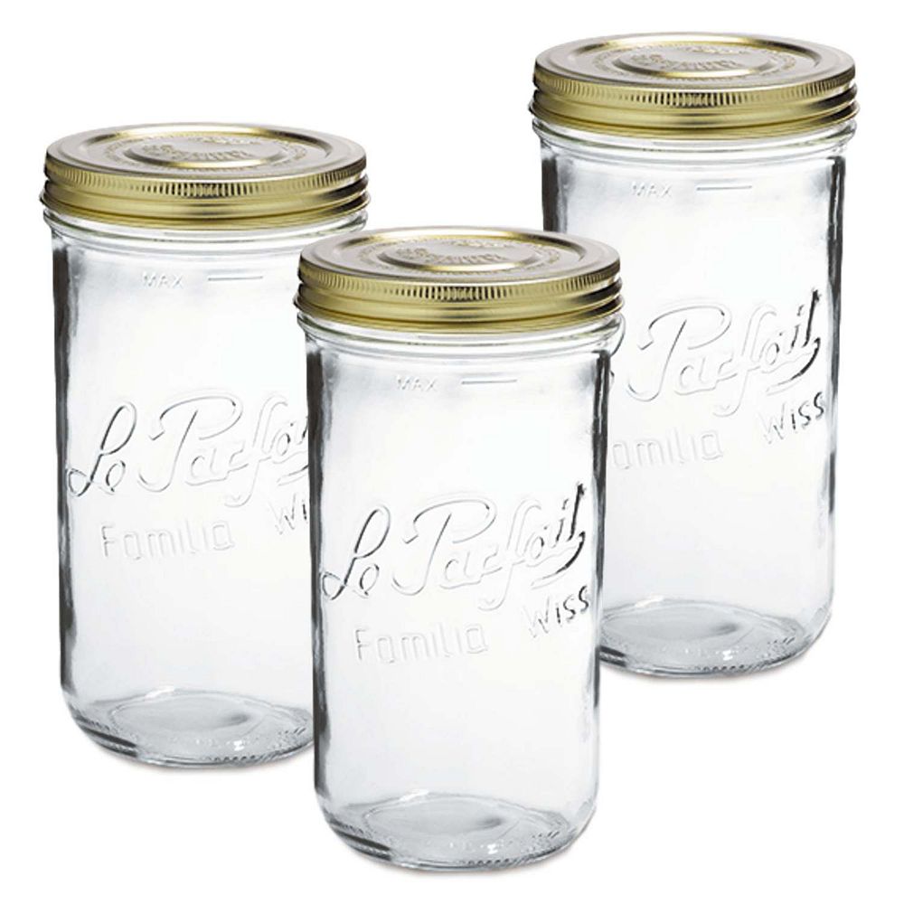 Le Parfait Familia Wiss Terrine French Glass Mason Jars With 2 Piece ...